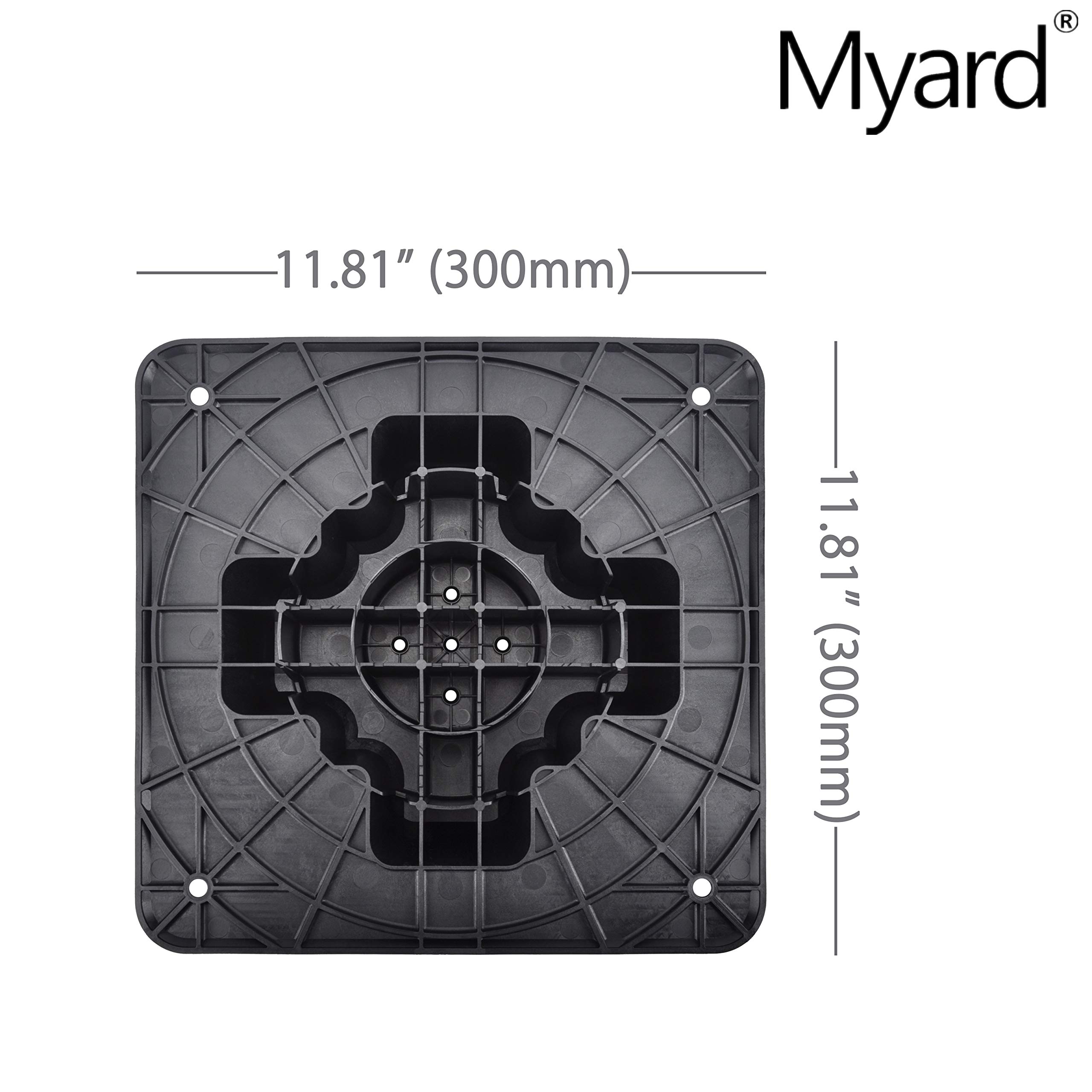 PNP153544 Myard Deck Foundation Block for Wood Composite Floor Frame Pier Shed Base Footing Post Beam Support (Qty 2, Black)