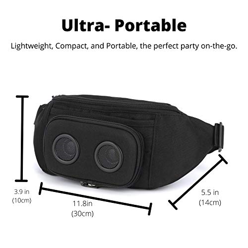 SUPER REAL The #1 Fannypack with Speakers. Bluetooth Fanny Pack for Parties/Festivals/Raves/Beach/Boats. Rechargeable, Works with iPhone & Android. #1 Bachelorette Party Gift (Black, 2023 Edition)