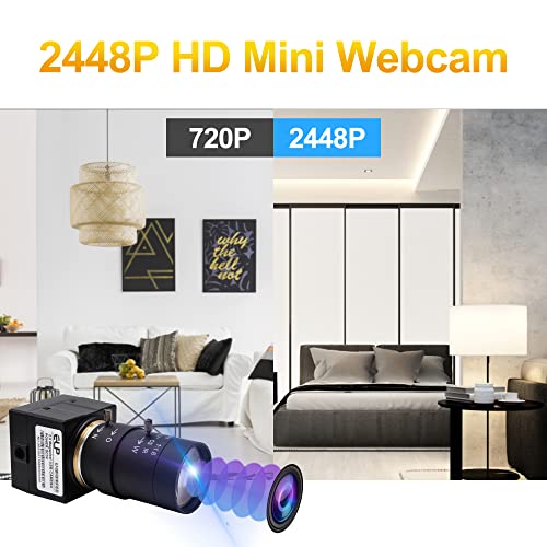 Hotpet 8MP Optical 10X Zoom 5-50mm Lens Webcam 2448P USB Industrial Camera with Sony (1/3.2”) IMX179 Sensor, Industrial Web Camera Support OpenCV for Linux Windows Android Mac,Plug&Play,UVC