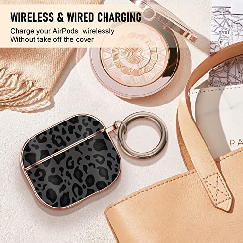 Maxjoy Airpods 3rd Generation Case,Protective Shockproof Cover with Keychain Compatible,Cute AirPods 3rd Generation Case Cover, Apple airpod 3 case,for Girls and Women and Men (Leopard print on black)