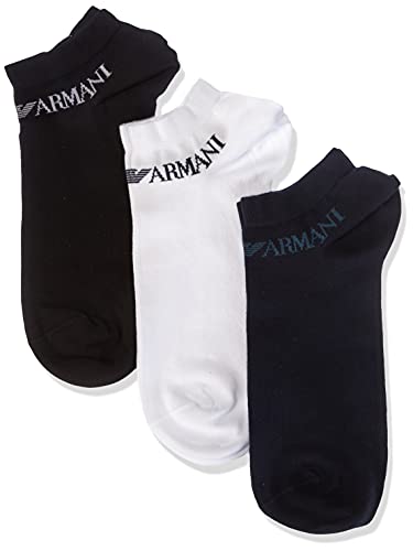 Emporio Armani Men's in-Shoes Socks, Black/Blue/White, XS