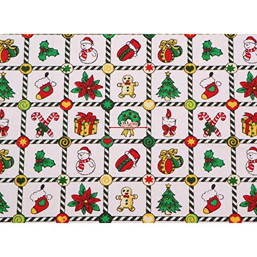 PHEZEN 10 Pieces Christmas Cotton Fabric Bundles, Sewing Square Fabric Scraps Quilting Fabric Squares Assorted Christmas Patterns Cotton Patchwork for DIY Craft Christmas Party Supplies, 25 x 25 cm