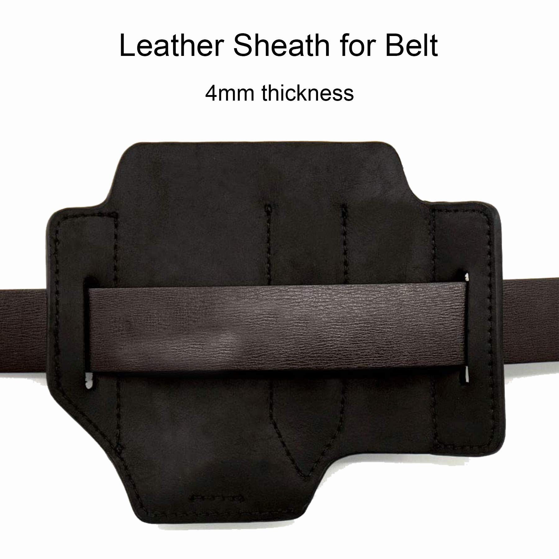 Pocket Organizer Pouch EDC Leather Sheath for Belt for 5 inch Knives Tactical Flashlights Key Fob Tools (Black)