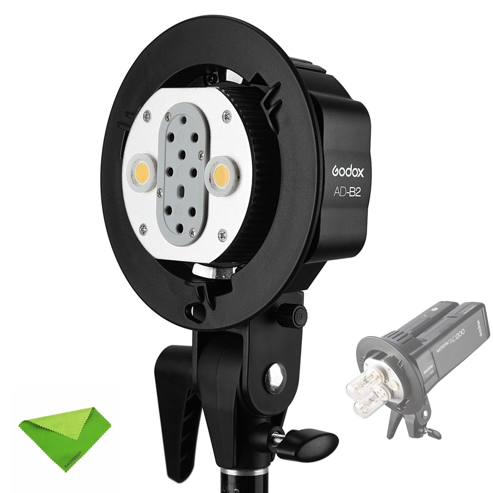 Godox AD-B2 Flash Bracket for AD200 AD200Pro Dual Power Twin Head Bowens Mount to Install 2 Godox AD200 AD200Pro Pocket Flashes or Flashpoint eVOLV 200 Speedlight to Achieve 400W Power Output