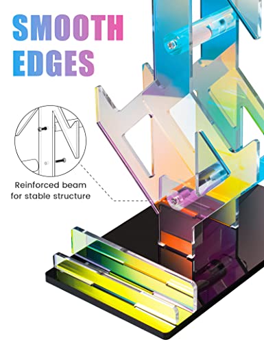 NiHome Iridescent Acrylic 2-Tier Universal Game Controller Headset Holder Rack, Modern Storage Organizer for PS5 Xbox ONE Switch Game Controllers and Headphones Anti-Slip Stable Gaming Accessory Stand