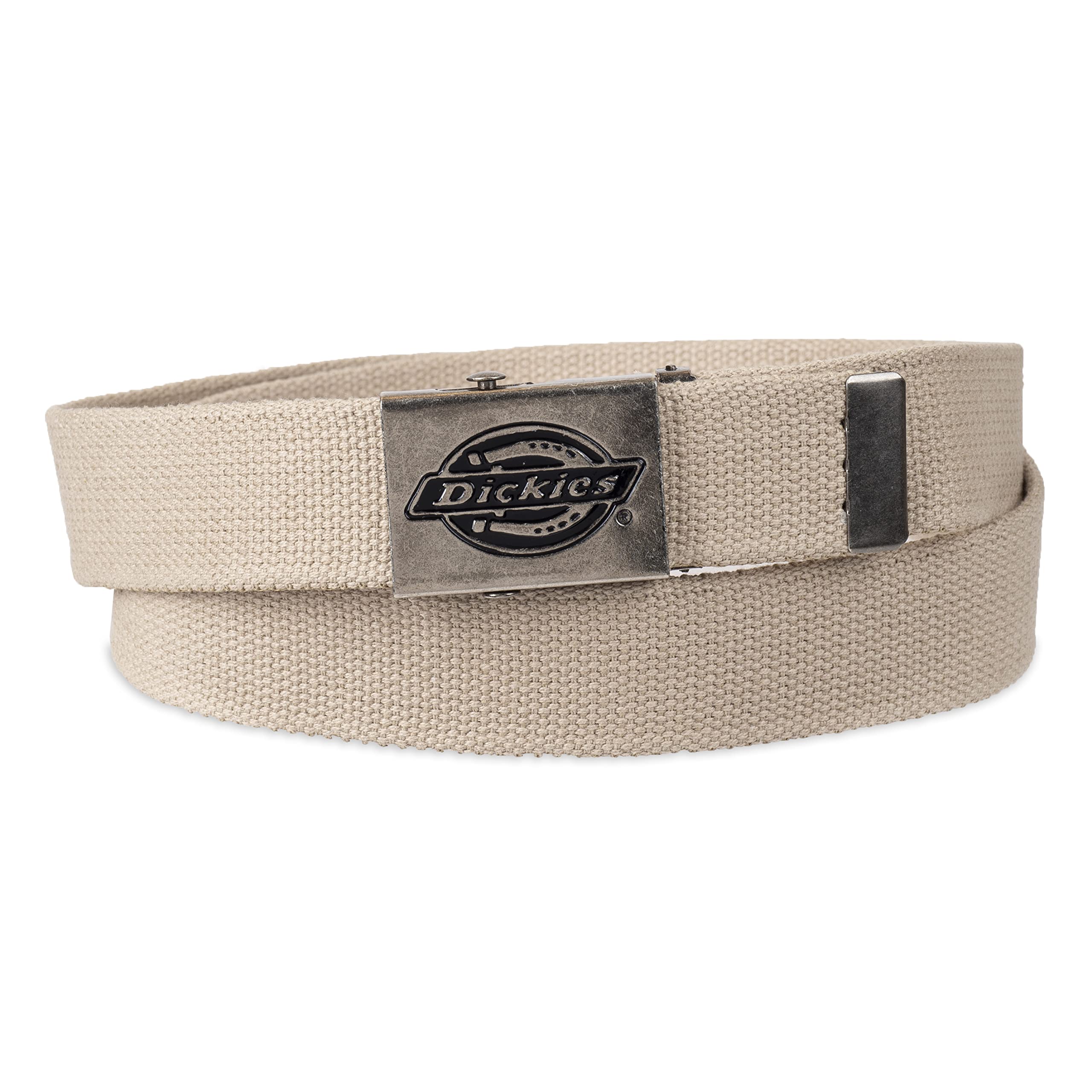 Dickies Men's 2 Pack Cotton Web Belt with Military Logo Buckle, Black/Khaki, One Size