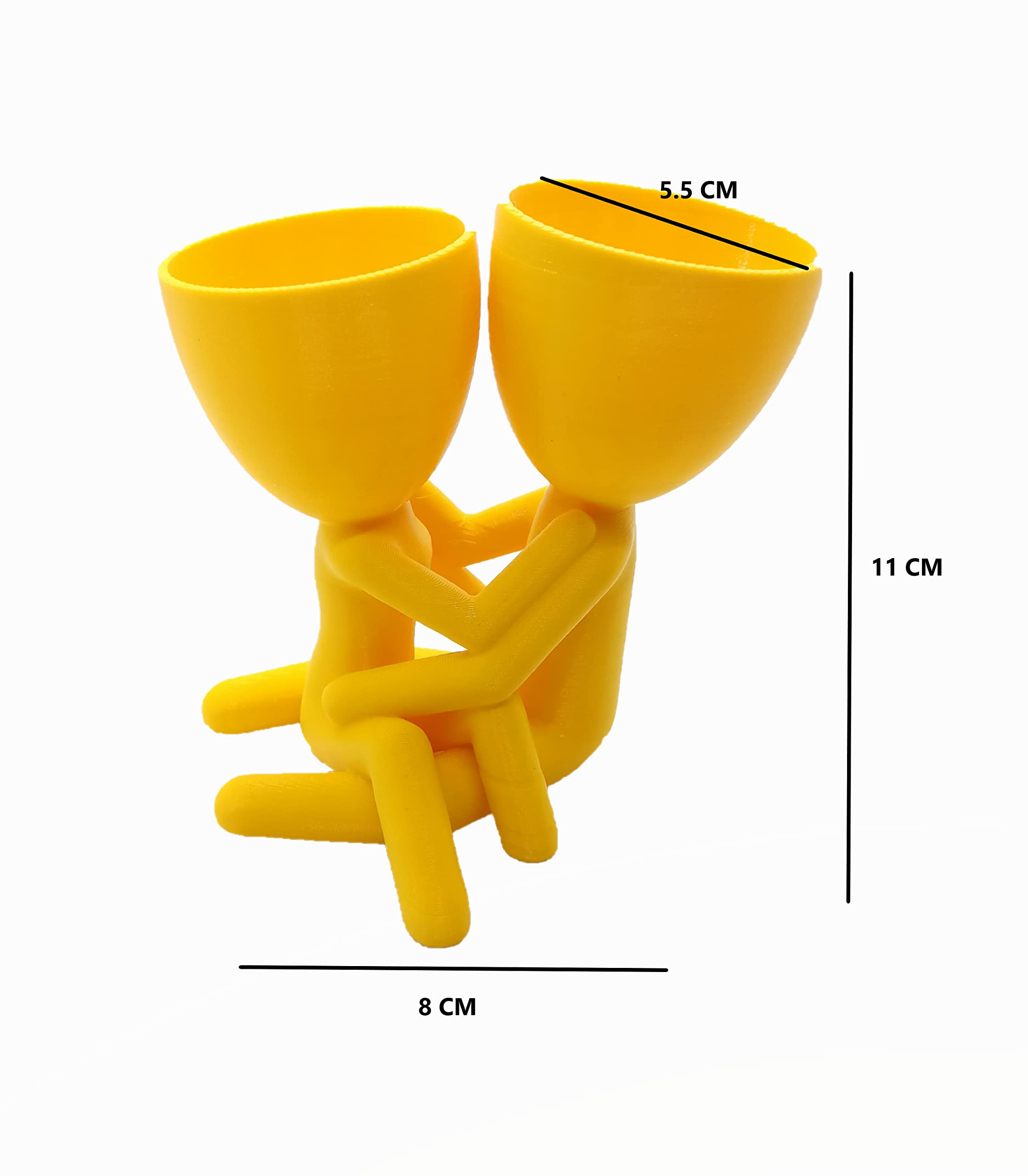 DUHALINE Valentine Humanoid Flower Pot, 3D Printing Head Planter Pot, Decorative PLA Succulent Planter, Mini Flower Pot with Shape of A Human Face, Human Shaped Mini Cactus Pot (D:2.17”) (Yellow)