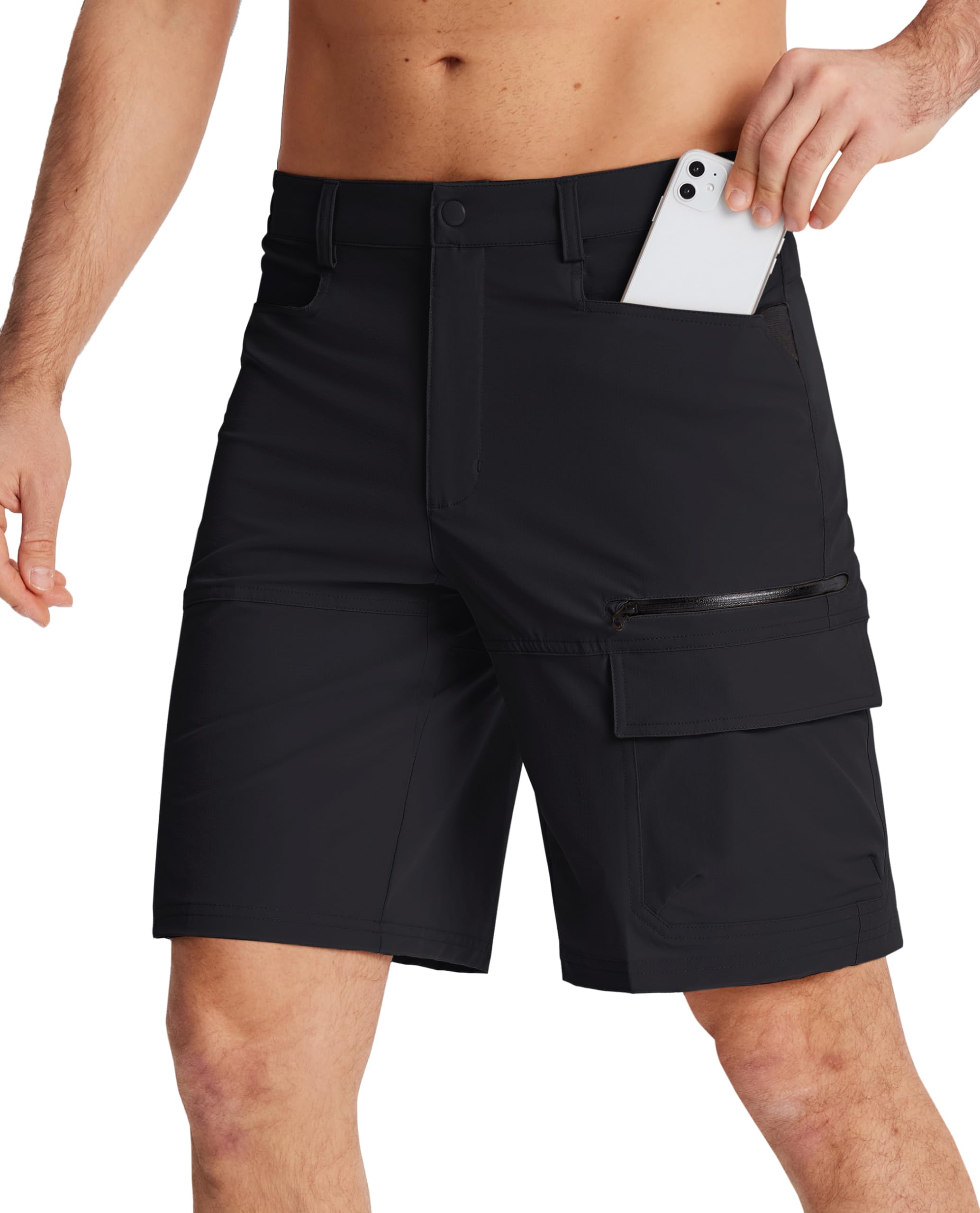EKLENTSON Golf Shorts for Men Relaxed Fit Cargo Running Shorts with Pockets Hiking Cargo Shorts Water Blue