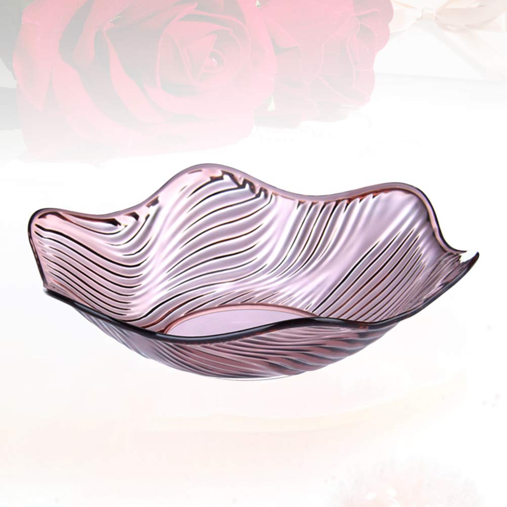 DOITOOL Salad Bowl for Lunch Plastic Crystal Fruit Plate Flower Design Snack Nut Dish Wave Edge Candy Holder Salad Bowl for Home (Purple)