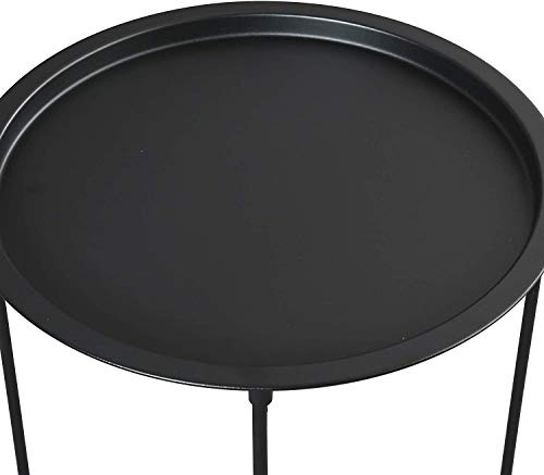 JERAOL Round Side Table Set of 2 with Storage, Metal End Table for Living Room Bedroom and Outdoor,Easy to Clean Strong and Durable Iron Sofa Table for Small Space, Easy Assembly