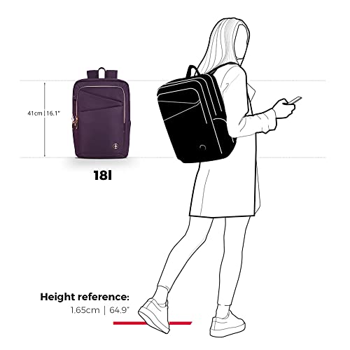 Swissdigital Design Katy Rose Laptop Backpack For Women,College Bookbags With USB Charging Port,Large Capacity Computer Backpacks For Work Business Purple(SD1006F-46)