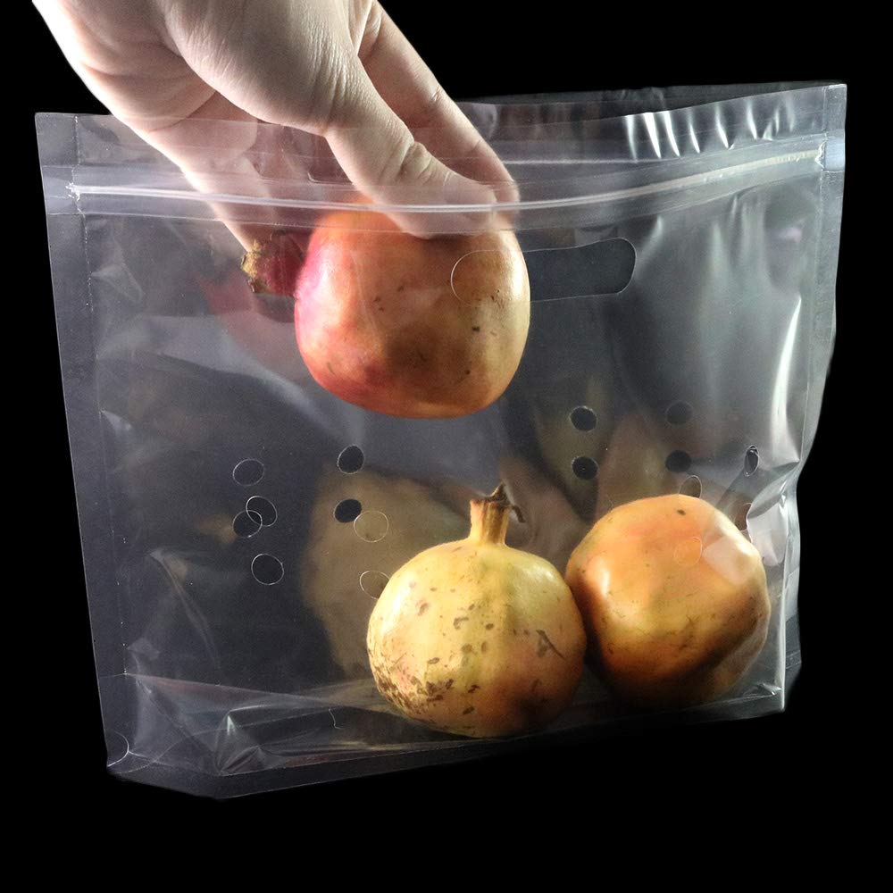 FDA Compliant Double-Sided Transparent Portable Food Storage Zip Top Bags Pouch with Butterfly Hang-Hole and Vent Hole (100, 35oz)