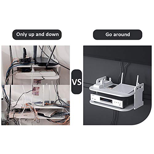 EMVANV Floating TV Box Shelf, Wall Mount Punching-Free DVD Player Router Box Router Game Consoles Storage Shelf Bracket for Home Office