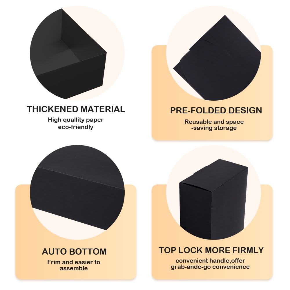 NEWSNOW 10 Pack Gift Boxes, 9 x 6 x 3 inches,For Bridesmaid Proposal Boxes, Premium Gift Boxes, Wedding Present, Holiday, Birthday Party Favor and Christmas (Black)