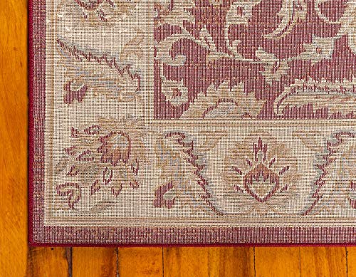 Unique Loom Voyage Collection Traditional Oriental Classic Intricate Floral Design Area Rug, 4 ft x 6 ft, Red/Ivory