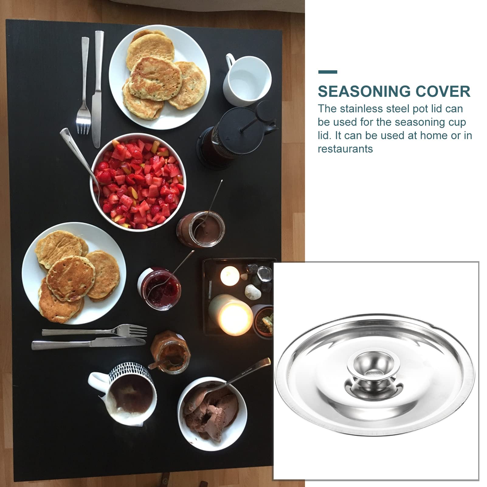 DOITOOL Stainless Steel Cover Bowl- 6.3in Small Universal Lid for Pots- Reusable Mini Pan Lid Bowl Covers with Handle for Pot and Pans