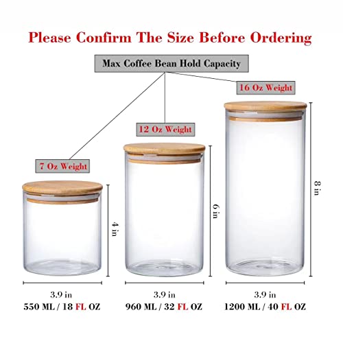 MOLFUJ 960 ML / 32 FL Oz Glass Storage Container with Wood Lid, Stackable Clear Decorative Organizer Bottle Canister Pantry Jar with Air Tight Wooden Lid for Food, Coffee, Candy, Sugar, Salt, Tea