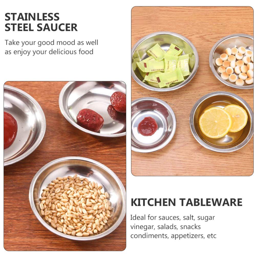 DOITOOL Stainless Steel Sauce Dishes, 10Pcs Round Seasoning Dishes Sushi Dipping Bowl Mini Appetizer Plates Saucers Dishes Mini Saucers Bowl (3. 1Inch)