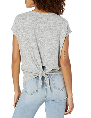 Daily Ritual Women's Cozy Knit Dolman Short-Sleeve Tie-Back Shirt, Heather Grey, X-Large