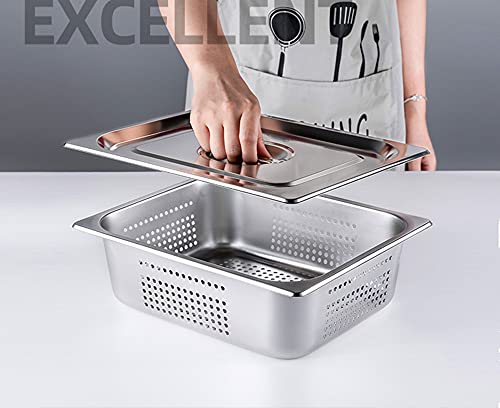Stainless Steam Hotel Pan 1/2 Half-Size 22 Gauge Stainless Steel Anti-Jam Steam Table Pan with Lid (Lid)