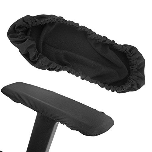Fdit 1 Pair Knitted Elastic Fabric Chair Armrest Covers Office Wheelchair Arm Rest Pad Elbows Forearms Pressure Relief slipcover (Black)