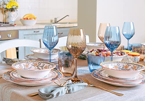 Euro Ceramica Duomo 16 Piece Stoneware Dinnerware Set, Service for 4 β Thanksgiving-Fall-Summer Dishes - Floral Design, Multicolor