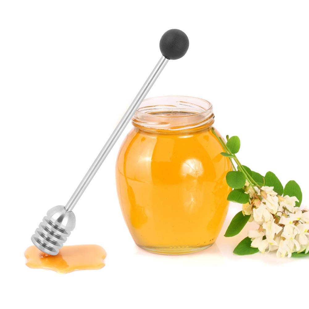 Fdit 6" Honey Dipper Stick 304 Stainless Steel Honey Dipper Stirrer Mini Honey Spoon Dippers Kitchen Mixing Stiring and Dipping Tool(Black)