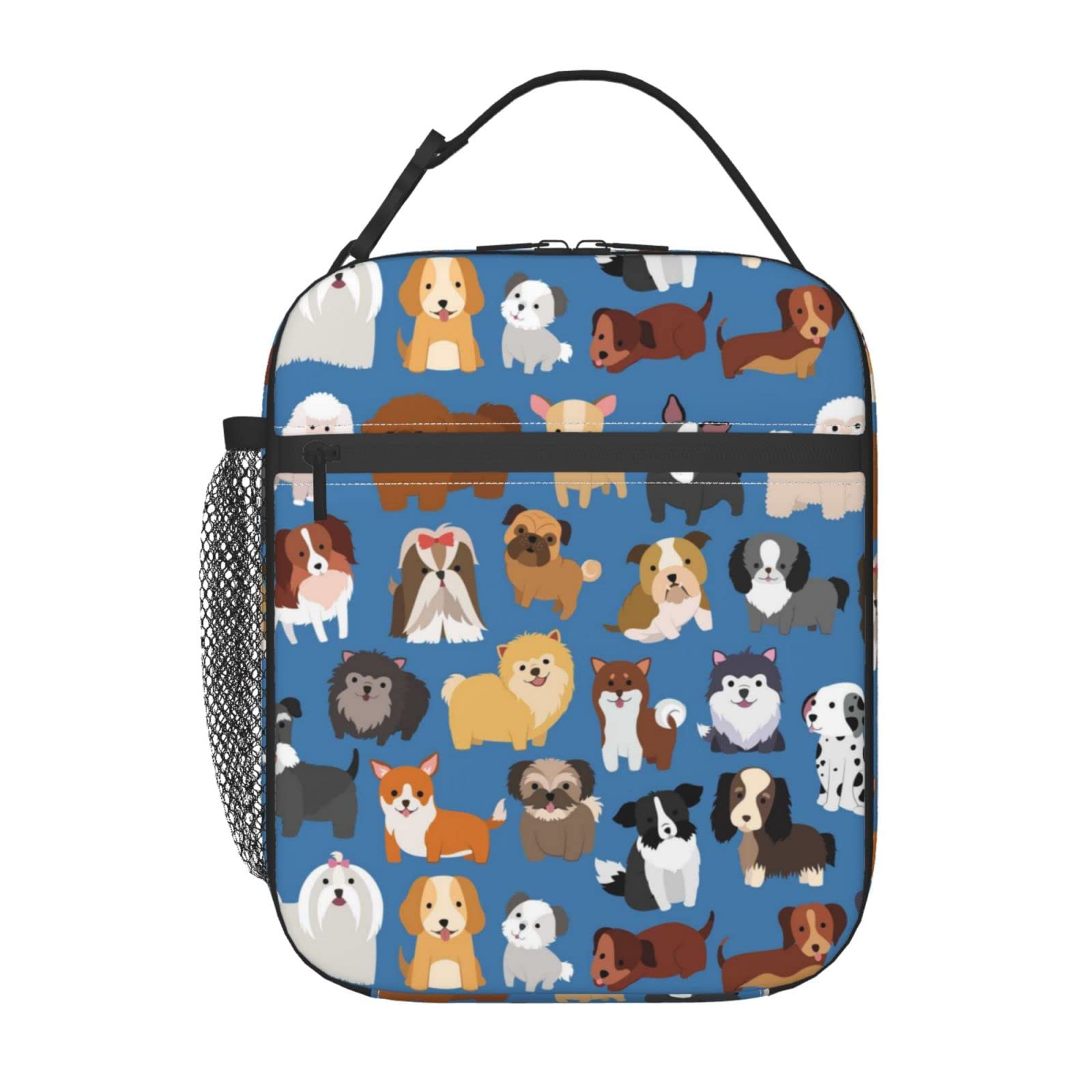 Gbuzozie Cute Puppy Dogs Animal Lunch Bag Insulated Portable Reusable Lunch Box With Zipper For Picnic Work Office Travel School