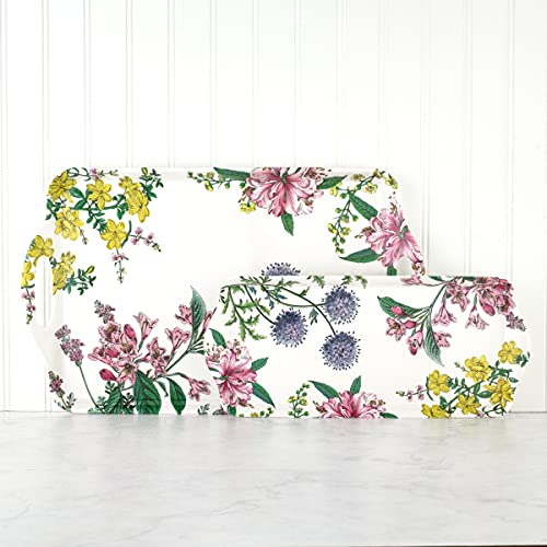Pimpernel Stafford Blooms Large Handled Tray | Serving Tray for Lunch, Coffee, or Breakfast | Made of Melamine for Indoor and Outdoor use | Measures 18.9" x 11.6" | Dishwasher Safe