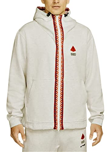 Nike Men's Full Zip Hoodie,DA6689--051 (as1, alpha, m, regular, regular, Standard, birch heather/black/chile red, medium)