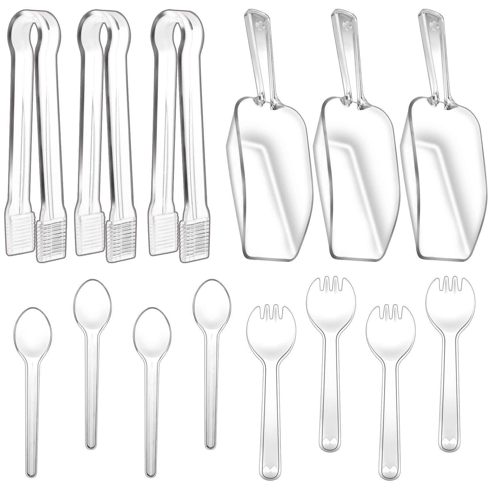 TBoxBo Food Scooper Transparent Tongs Plastic Serving Utensils Feeding Spoon 28 Pack Mini Transparent Thickened Plastic Scoop Dog Food Scoop Pet