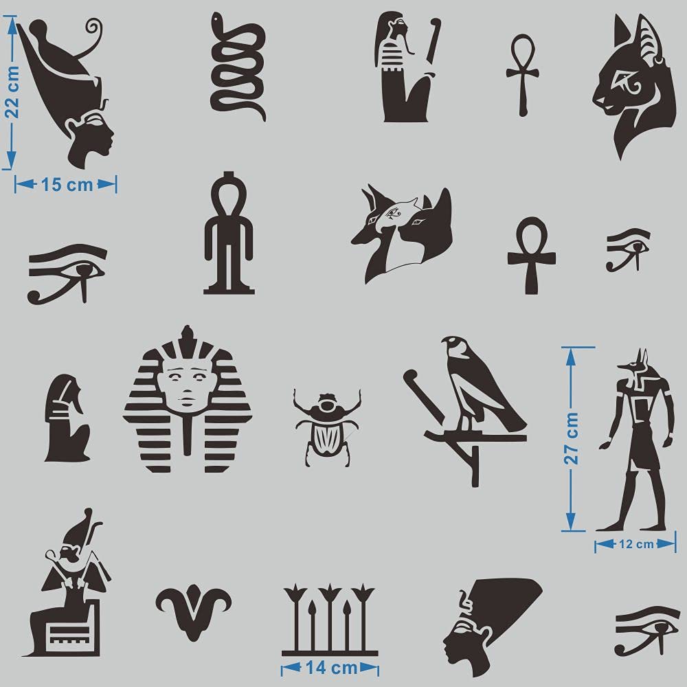 Removable Home Decoration Egypt Ancient Culture Wall Decal Pyramids God Anubis Eyes Wall Decor Stickers Art Vinyl Egyptian History Stickers for Bedroom JWH101 (Black)