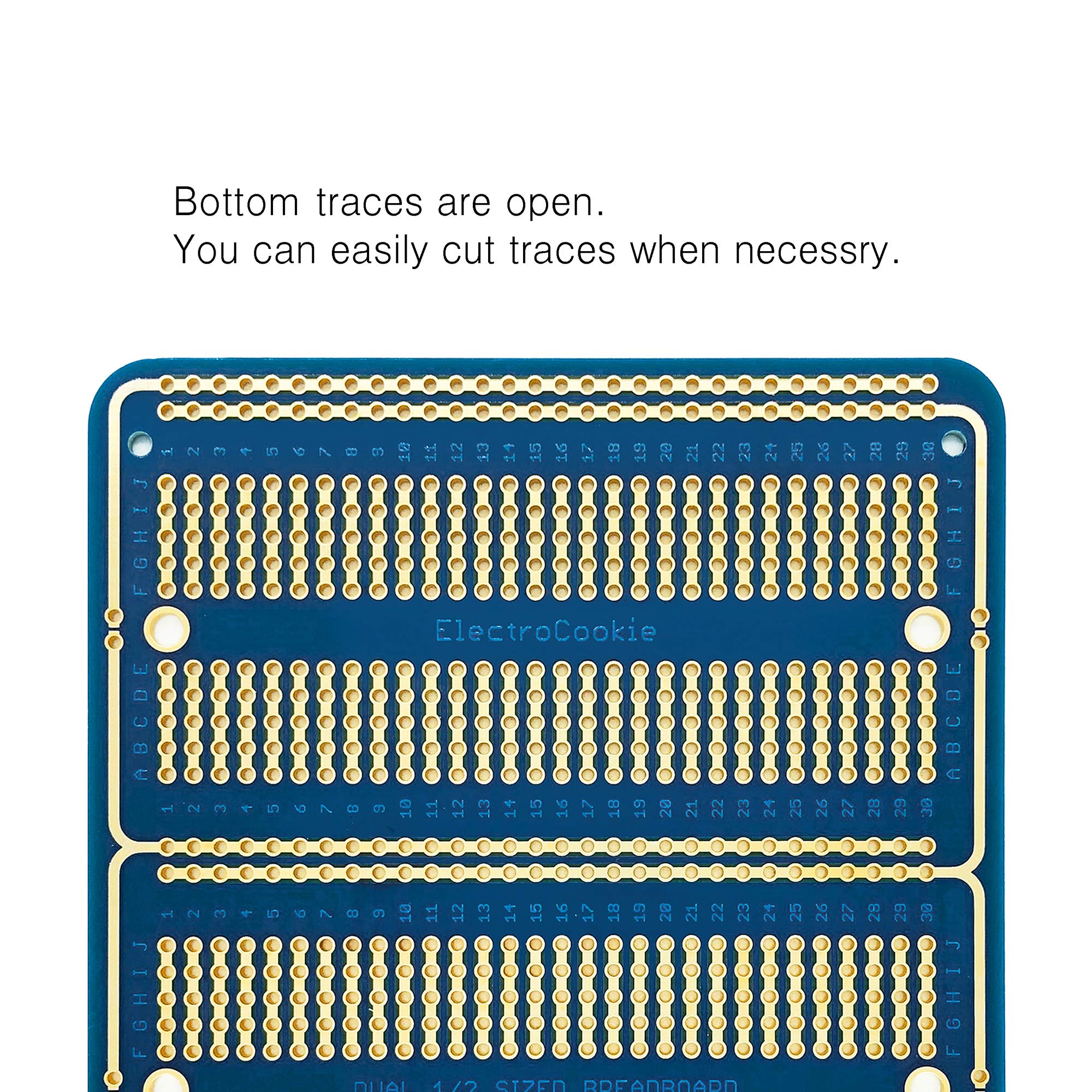 ElectroCookie Large PCB Prototype Board Kit Solderable Breadboards for Electronics Projects Compatible for DIY Arduino Soldering Projects, Gold-Plated (6 Multi-Pack, Blue)