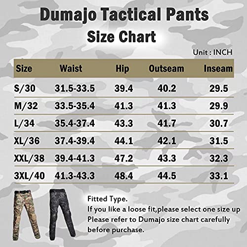 Dumajo Men's Tactical Military Pants Slim Fit Airsoft Combat Pant with Knee Pads-Black,Size 32