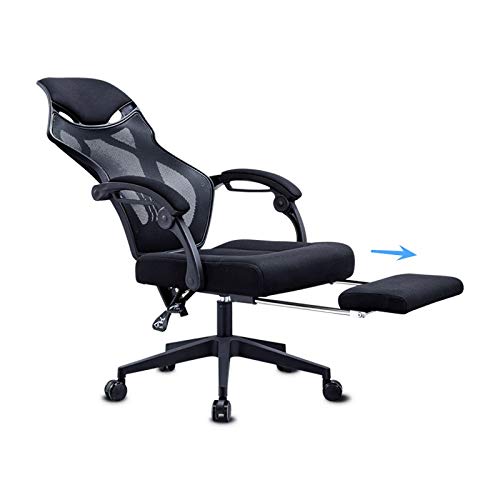 DOUBAO Reclining Office Chair - 300 LB Capacity Ergonomic Computer Mesh Recliner, Executive Swivel Office Desk Chair, Task Chair with Hidden Footrest and Lumbar Support,Black Footrest (Size : Black
