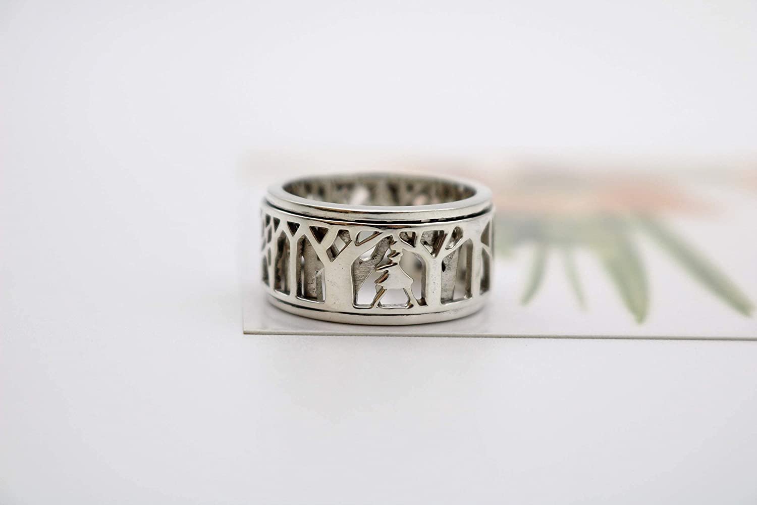 ENERGY STONE NATURE Sterling Silver Meditation Spinner Ring (US80) (6)