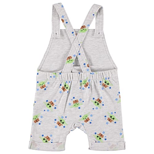 STAR WARS Happy Threads Newborn Infant Baby Yoda Boys Shortall Romper and Tshirt Set (Blue/Green/Grey, 6-9 Months) (ASTB269ST)