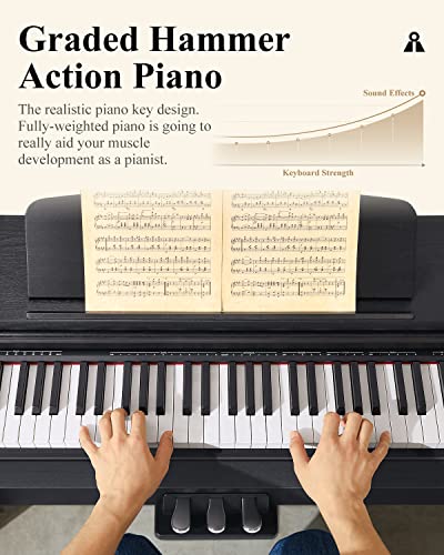 Digital Piano 88 Key Fully-weighted, Eastar EP-150 Keyboard Piano for Beginner & Professional, with Graded Hammer Action Keys, Triple Pedal, 128 Polyphony & Metronome, Black