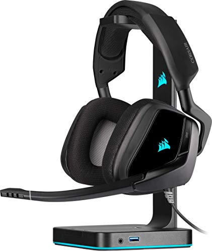 Corsair Void Elite RGB USB Gaming Headset (7.1 Surround Sound, Optimised Omnidirection Microphone, Customisable RGB Lighting, Microfibre Mesh Fabric Earpads, Aluminium Construction) - Black