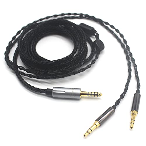 Youkamoo 4.4mm Balanced Headphone Replacement Cable Compatible for Hifiman HE4XX HE-400i 8 Core Braided Silver Plated Headphone Upgrade Cable (Dual 3.5mm Male Version) 4 ft (1.22 m)