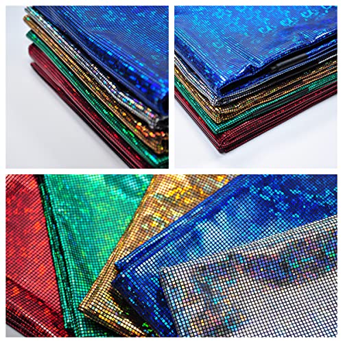 Yutone Stretch Knit Fabric 57inch Wide Decoration, Apparel, Costume Sewing Quilting Apparel Crafts Décor by Yard (Iridescent Hologram Silver 1Yard)