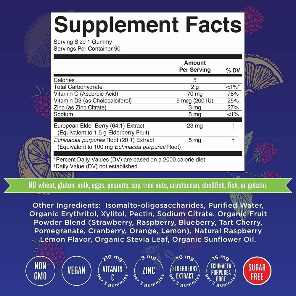 Elderberry Gummies for Immune Support (Sugar Free) & Kids Multivitamin Bundle | Powerful Blend of Zinc, Elderberry, Vitamin C, Vitamin D, and Echinacea for Kids & Adults | Immune Support for Kids
