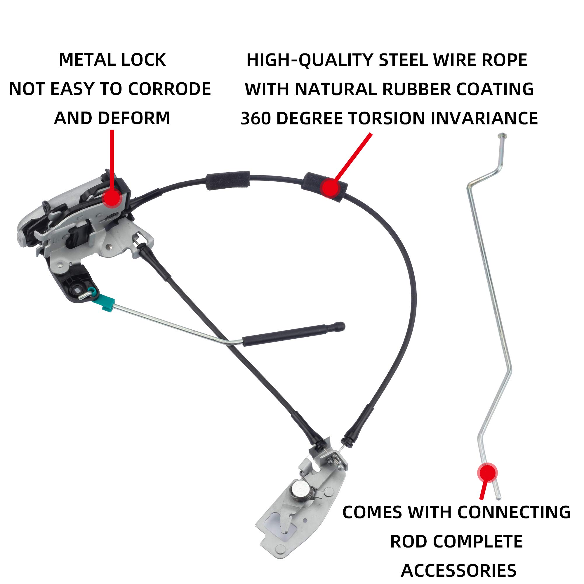 Dasbecan Rear Right Back Door Lock Latch Cable & Rod Compatible with Ford Econoline E150 E250 E350 Van 1992-2014 Replace# AC2Z-15431A02-A 6C2Z-15431A02-AA 8C2Z-15431A02-C
