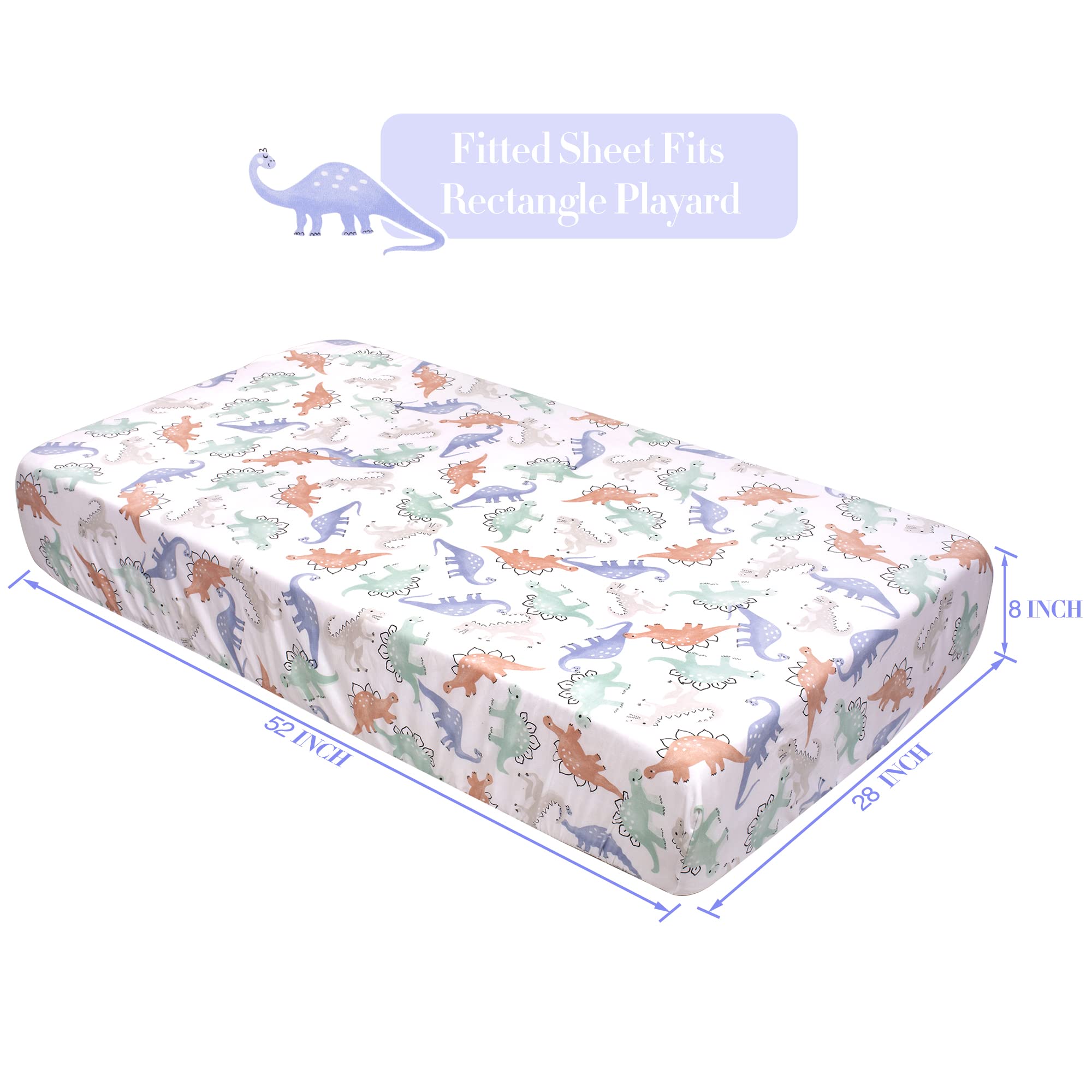 UOMNY Crib Bedding Sets for Boys - 3 Piece Dinosaur Nursery Bedding Set Baby Boys Bedding Sets Crib Set Crib Quilt Fitted Sheet Crib Pilowcase Grey Plaid / Blue Little Dinosaurs