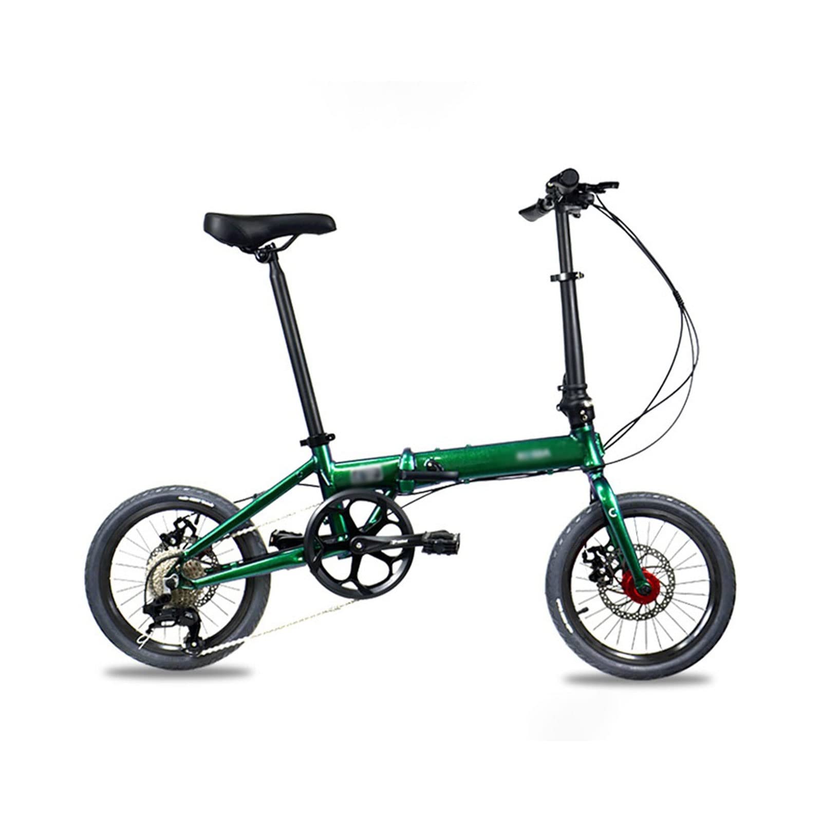 HESNDddzxc Electric Bicycle 16 Inch Folding Bike Foldable Bicycle Aluminum Alloy 8 Variable Speed Portable Disc Brake Free Installation (Color : Green)