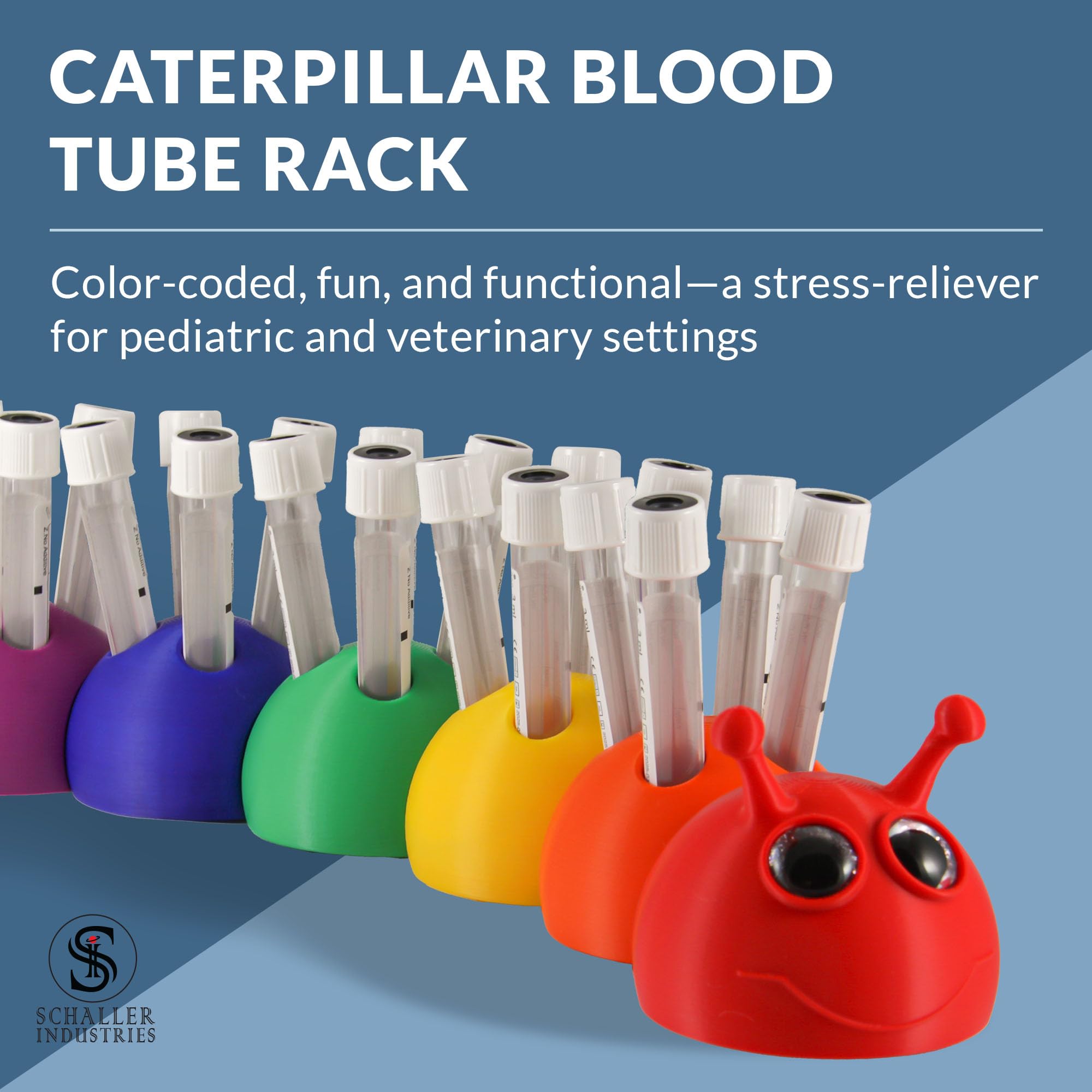 Test Tube Rack, 13mm Tube Size, Holds 20 Tubes, Fun Caterpillar Design (Rainbow, 13mm Tube Size)