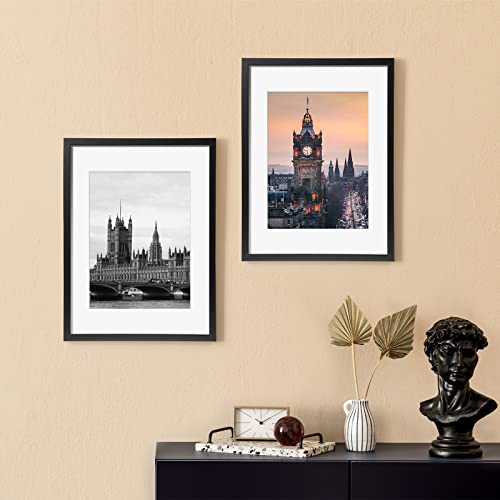 SYNTRIFIC 12x16 Picture Frames Set of 6,Display Pictures 8.5x11 with Mat or 12x16 Without Mat,Wall Gallery Photo Frames Larger Picture Frames for Wall Mounting,Black