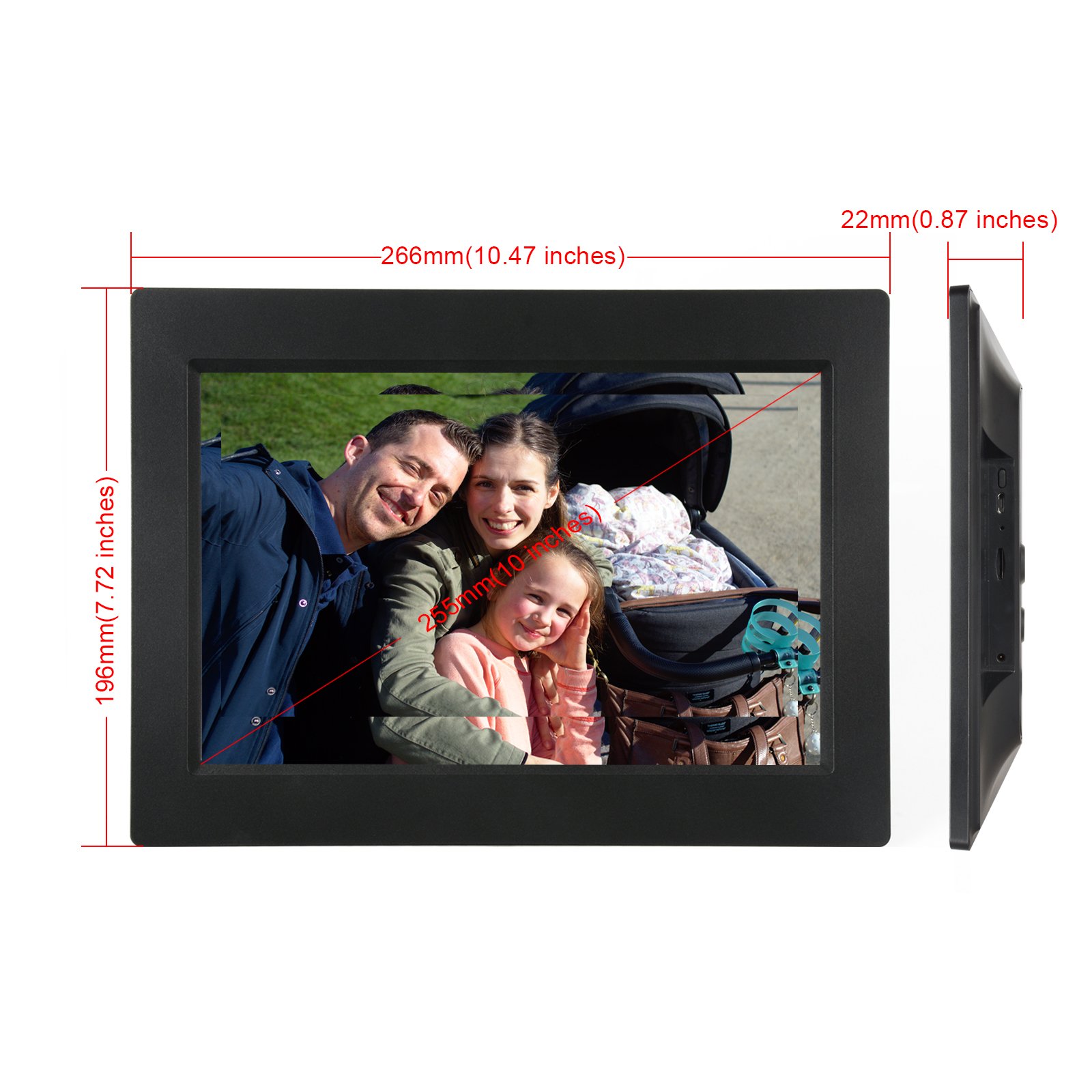 Feelcare 10 Inch WiFi Digital Picture Frame - Electronic, Wall Mountable Smart Frames,Frameo App - Send Photos & Videos from Anywhere - IPS LCD Panel, Touchscreen Portrait & Landscape Display(Black)