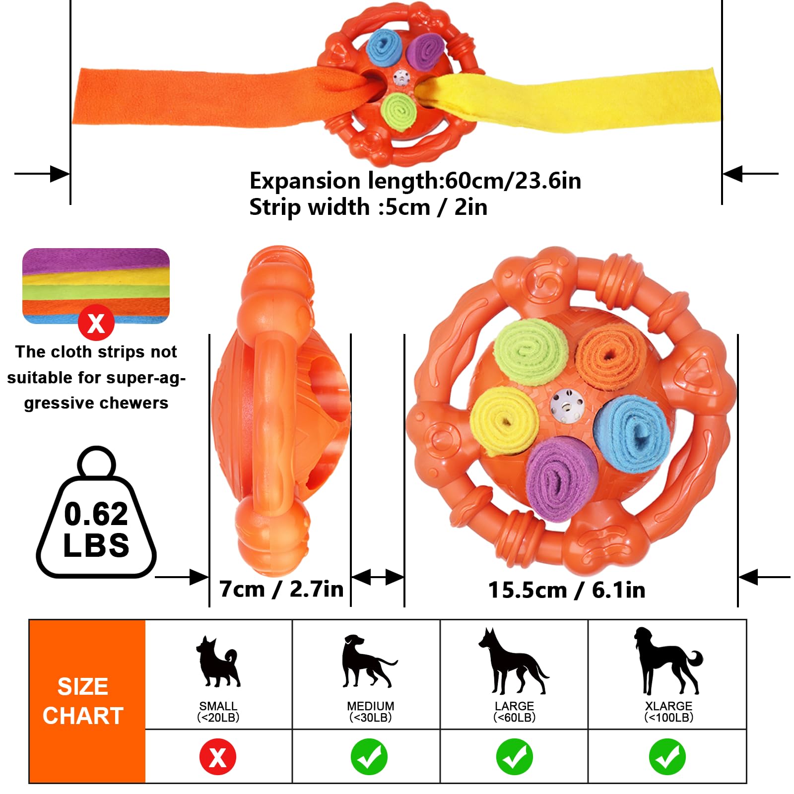 OUQEEING Dog Chew Toys with Beef Flavor Bite Resistant Toys Hidden Food Cloth Strips for Medium, Large Dog Interactive Trainning Treat,Durable Hard Toys for Aggressive Chewers,Teeth Cleanning