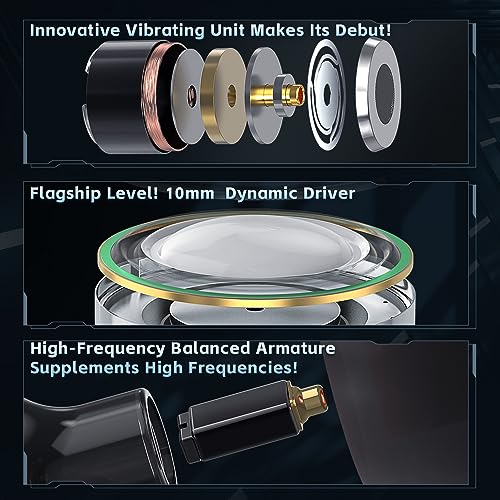 Linsoul CVJ Konoka 1 Vibrating Driver+ 1 DD +1 BA Triple Hybrid Driver in Ear Earphones with 4 Acoustic Modes, Detachable Oxygen-Free Copper 2 Pin Cable for Musician Audiophile (Without Mic, Black)